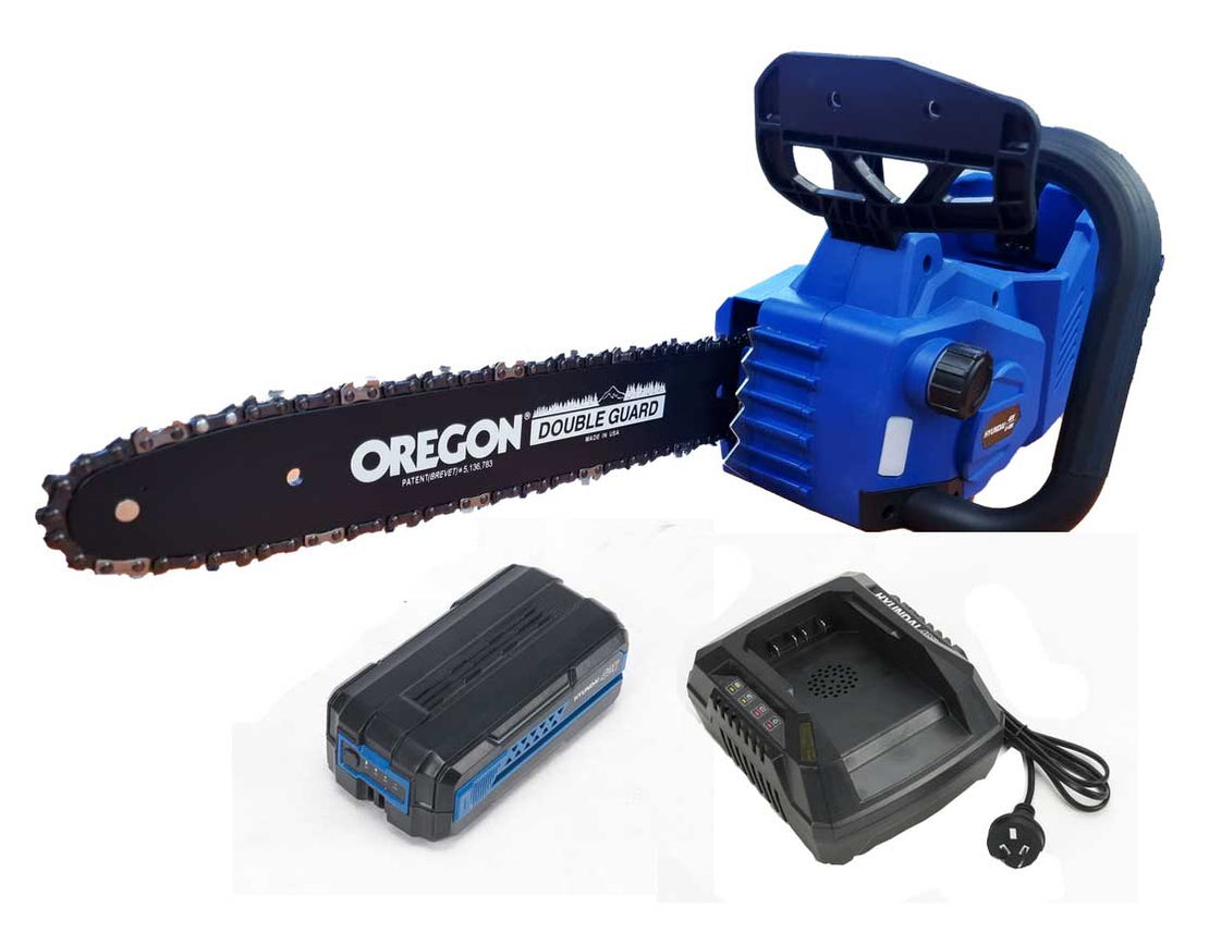 Hyundai 40V Battery Chainsaw Starter Kit – 14" Oregon Bar, 4Ah Battery ...